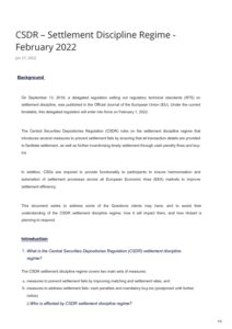 CSDR – Settlement Discipline Regime - February 2022 - Hobart Capital ...